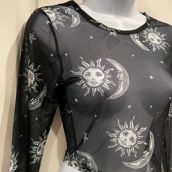 Tops | Moon And Star Harajuku Mesh Crop Top | Poshmark